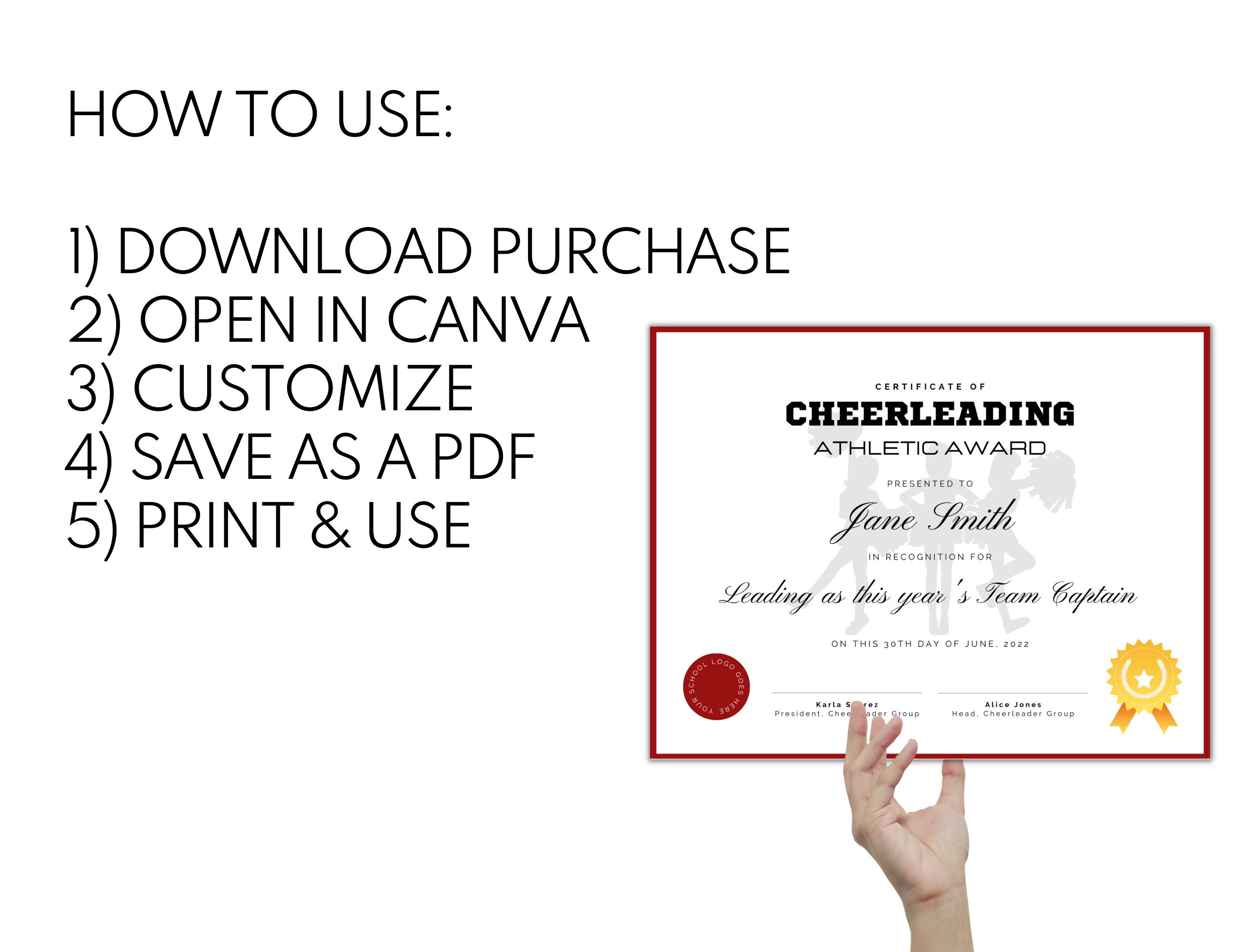 Editable Cheerleading Certificate, Cheer Squad Awards, Printable Cheer ...