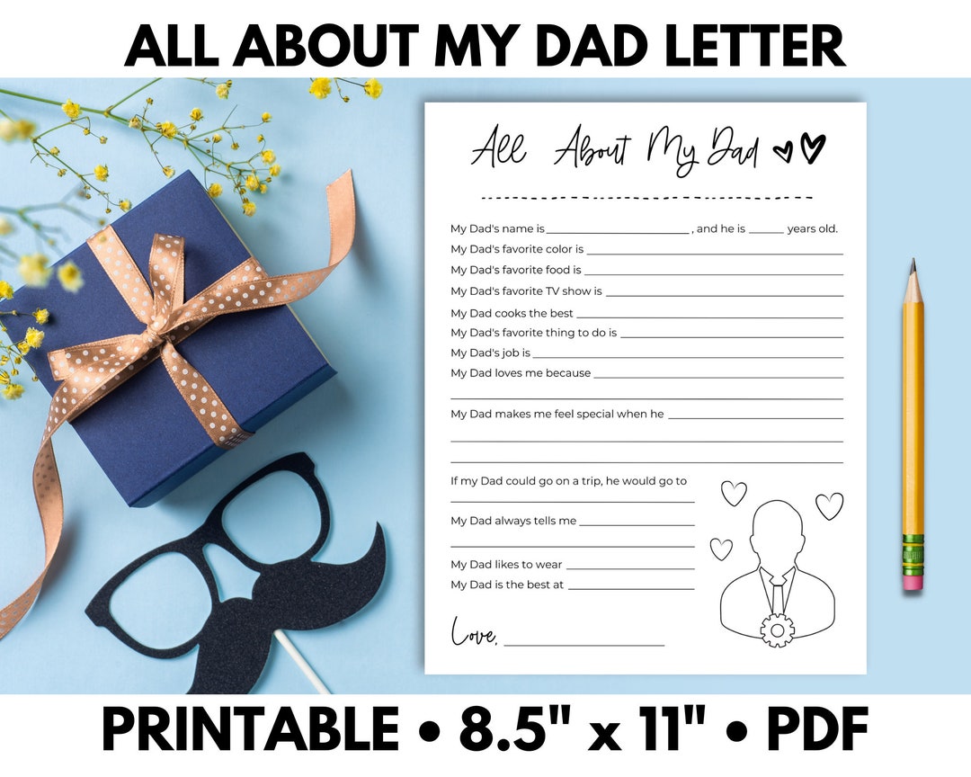 All About Dad Printable Keepsake, All About Dad, Father's Day Craft ...