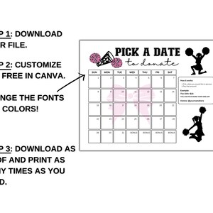 Editable Cheer Pick a Date to Donate, Cheerleading Fundraiser ...