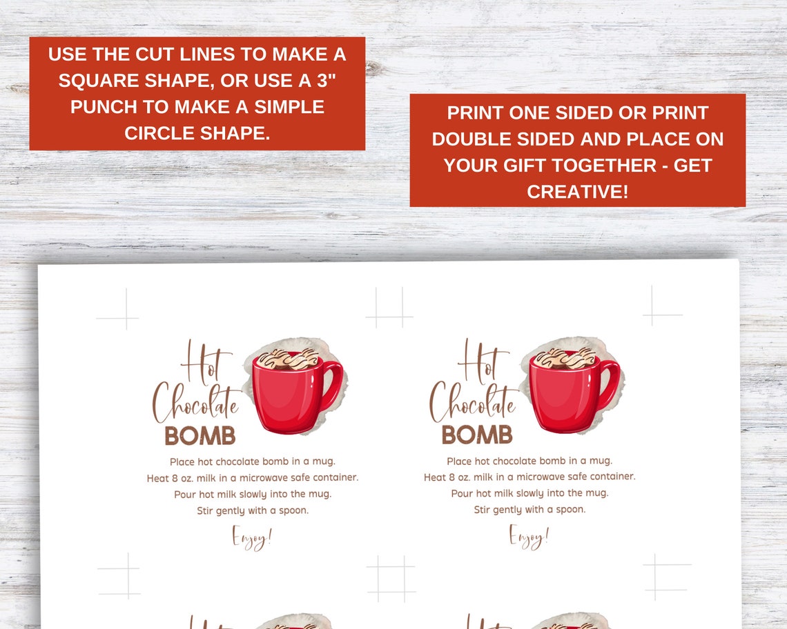 Christmas Hot Chocolate Bomb Tags Chocolate Bomb - Etsy