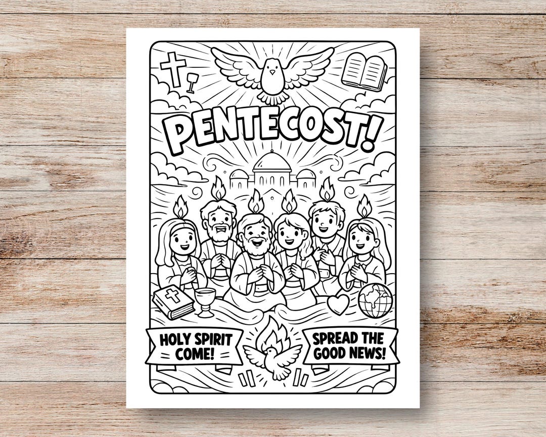 Pentecost Coloring Page, Bible Activity, Sunday School Coloring Page ...