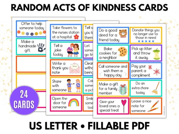 Printable Kindness Cards Random Acts of Kindness Pay It - Etsy