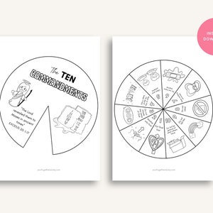 Ten Commandments Coloring Wheel, Sunday School Activity, EXODUS 20: 1 ...