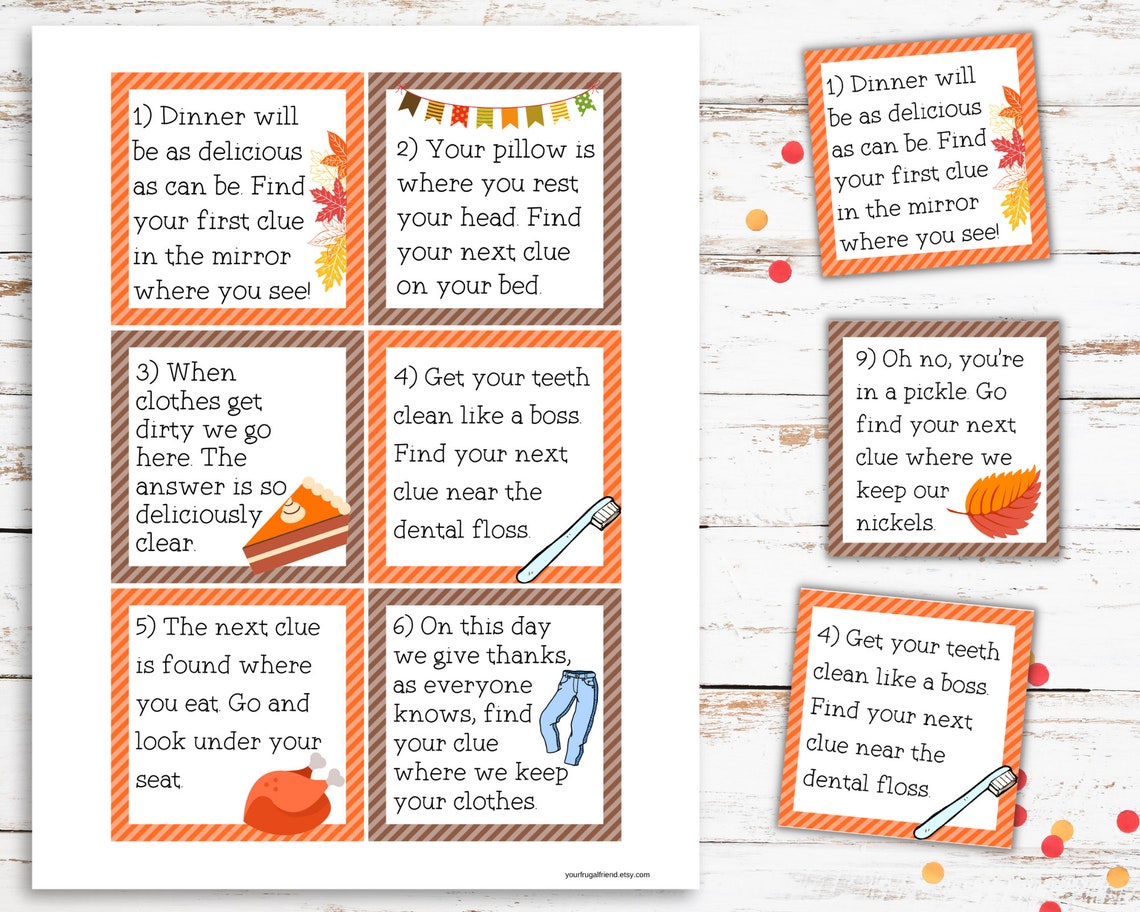Indoor Thanksgiving Scavenger Hunt Scavenger Hunt for Kids - Etsy