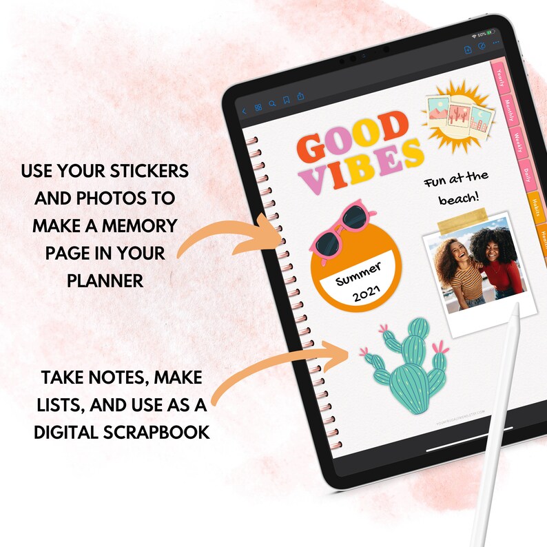 Digital Planner Undated Tie Dye Planner Goodnotes Portrait | Etsy