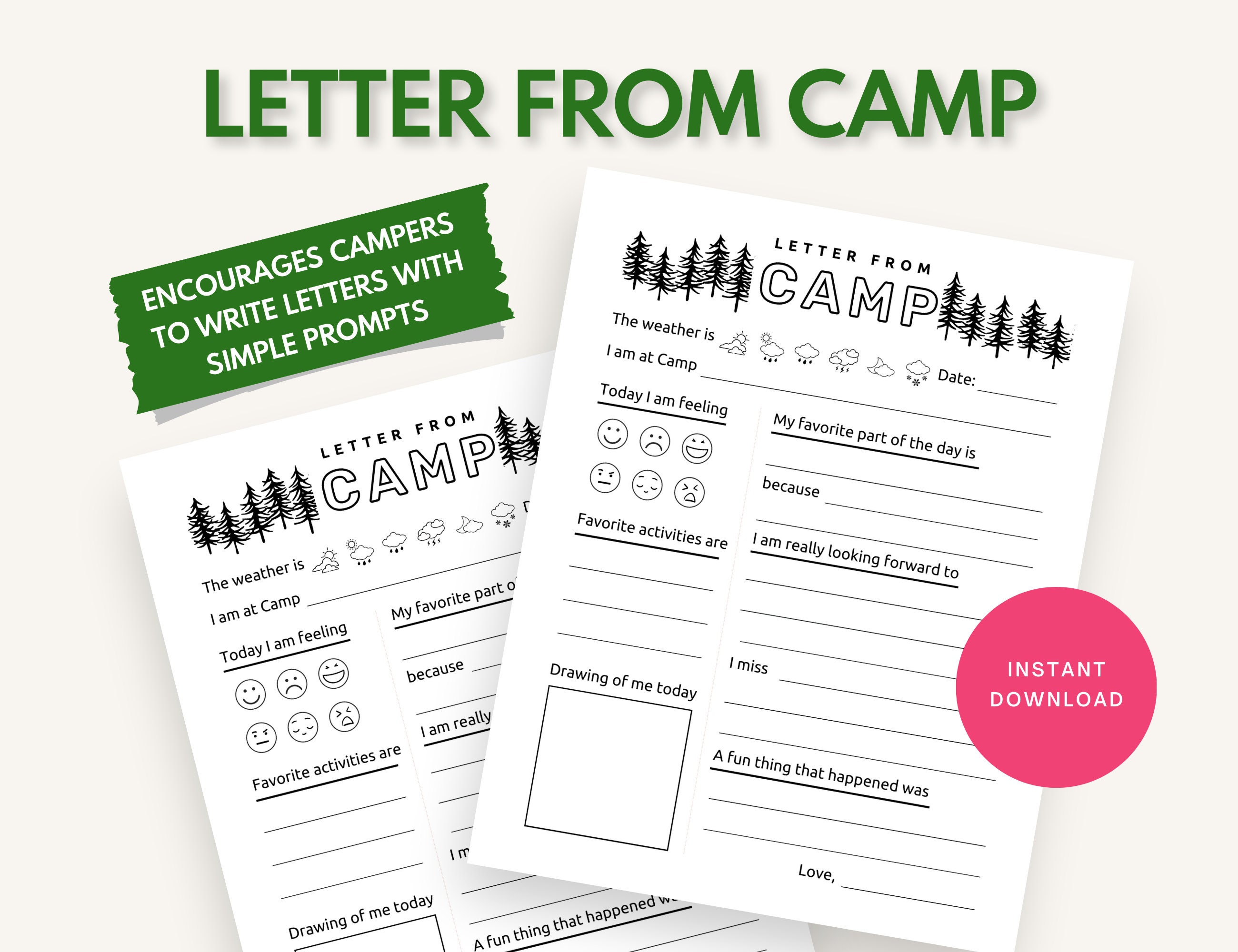 Letter From Camp Summer Camp Activity Pen Pal Letter Snail - Etsy