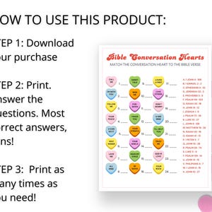 God's Conversation Hearts Bible Match Game, Church Game, Bible Verse ...