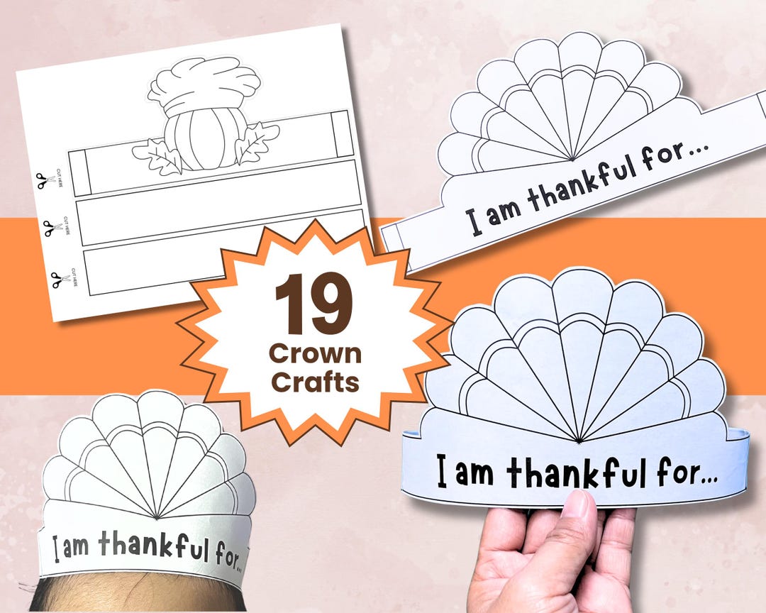 Thanksgiving Paper Crown Activity for Kids, Thanksgiving Coloring Craft ...