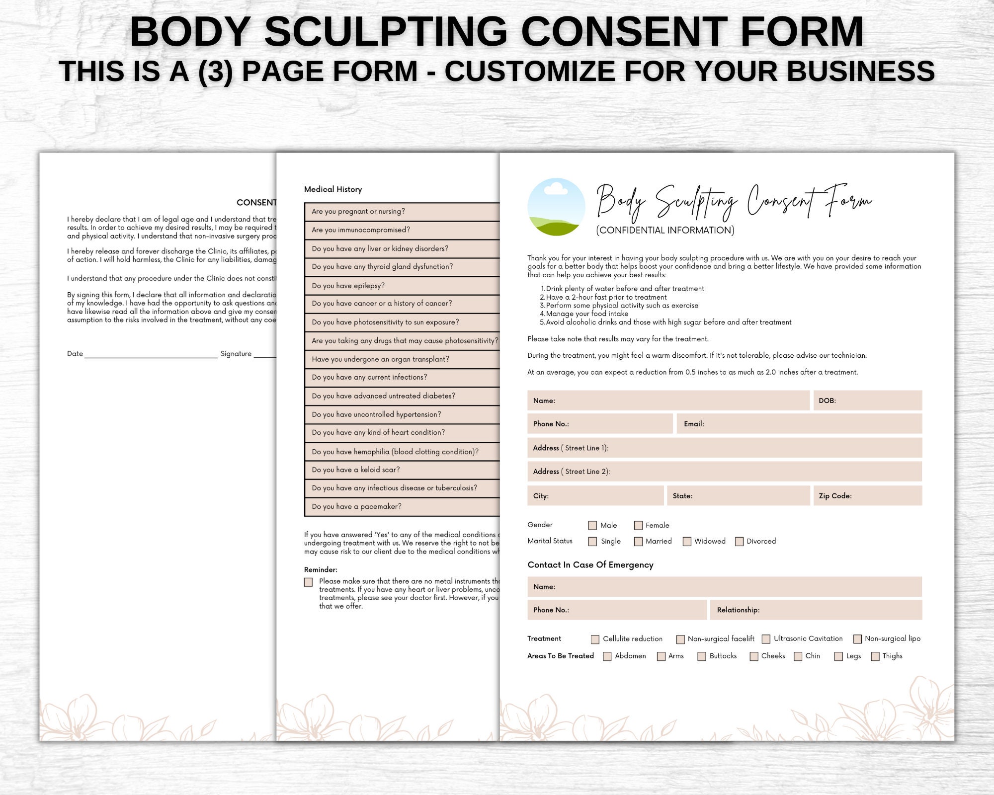 Editable Body Sculpting Consent Form Body Sculpting Forms - Etsy Canada