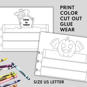 Halloween Paper Crowns, Halloween Coloring Craft, Halloween Party ...