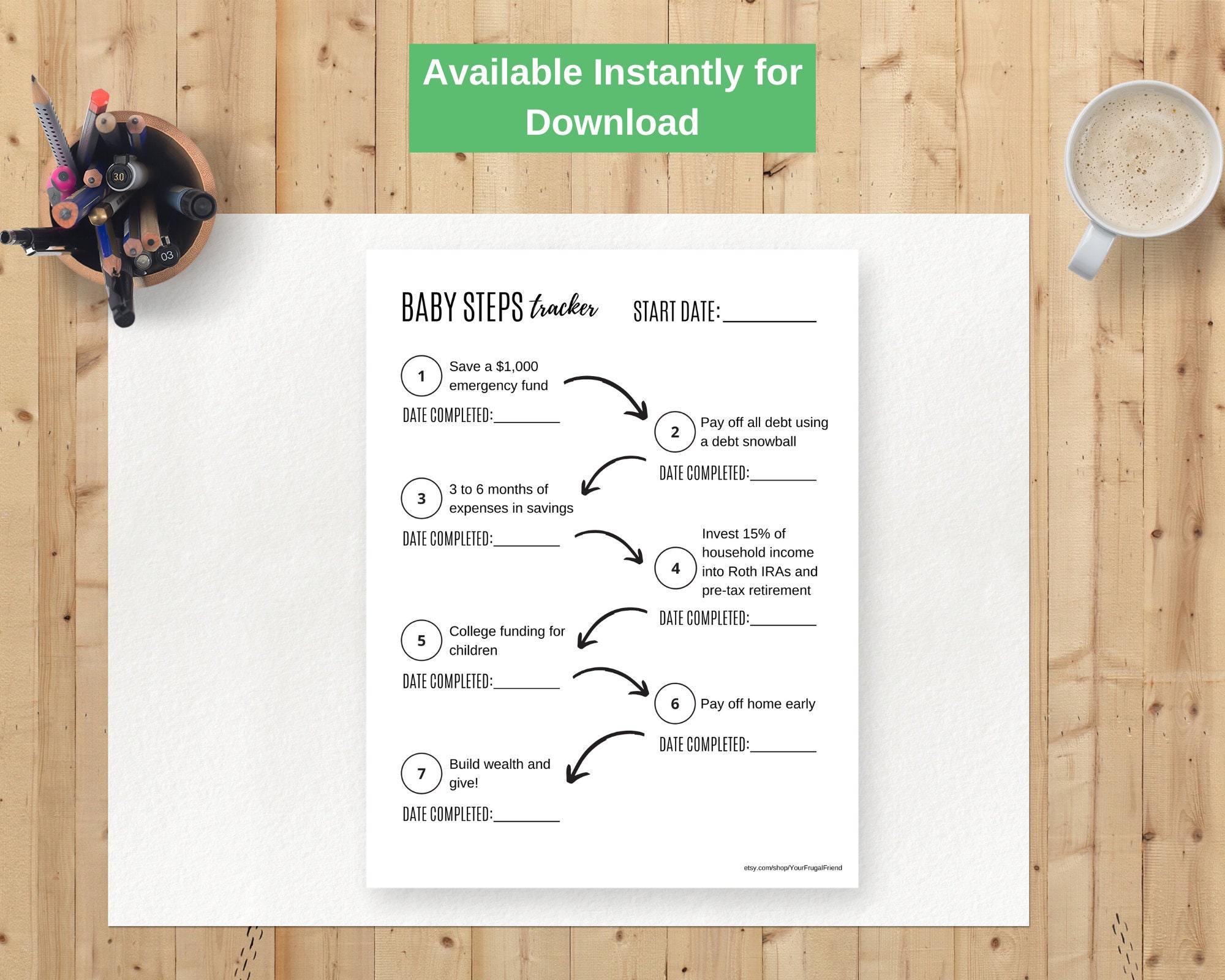 Baby Steps Tracker, Baby Step Progress Tracker, Letter Size and A5 ...