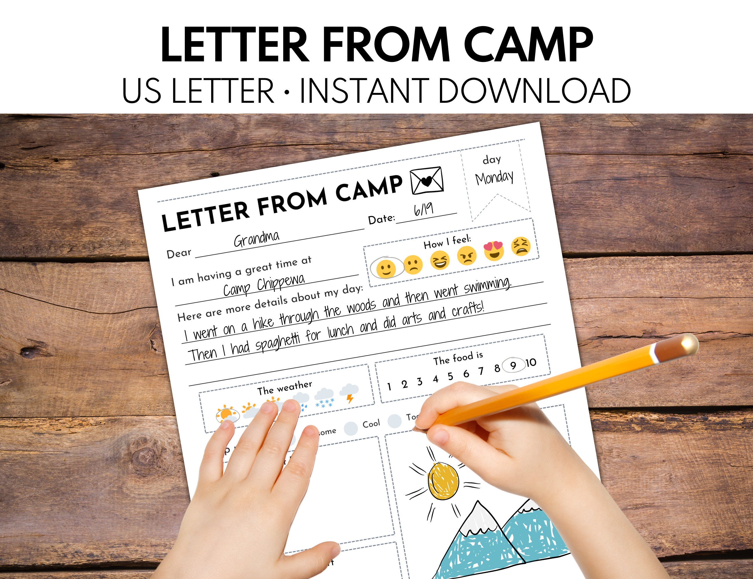 Letter From Camp, Summer Camp Activity, Pen Pal Letter, Snail Mail for ...