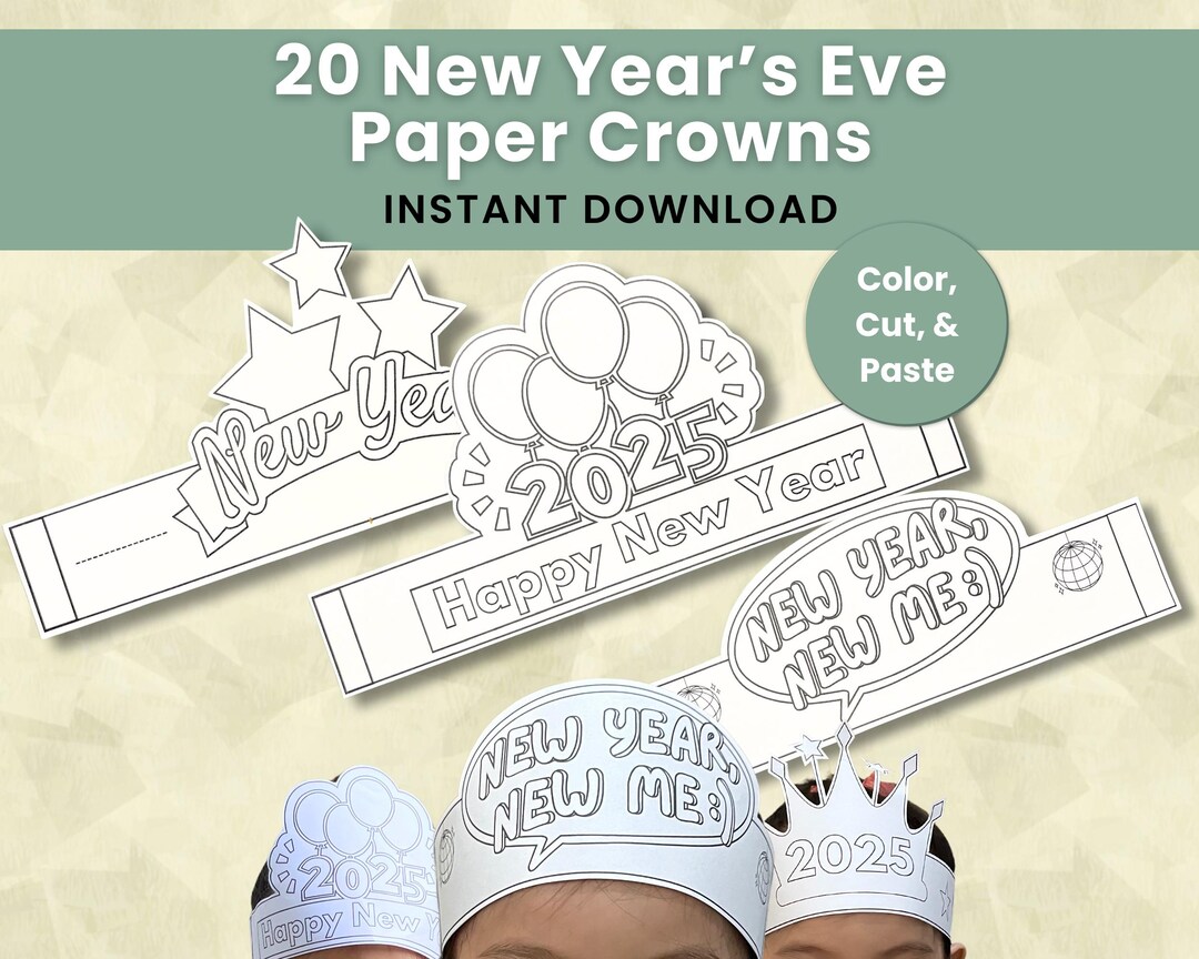 2025 New Year's Eve Paper Crown Activity for Kids, New Year's Eve ...