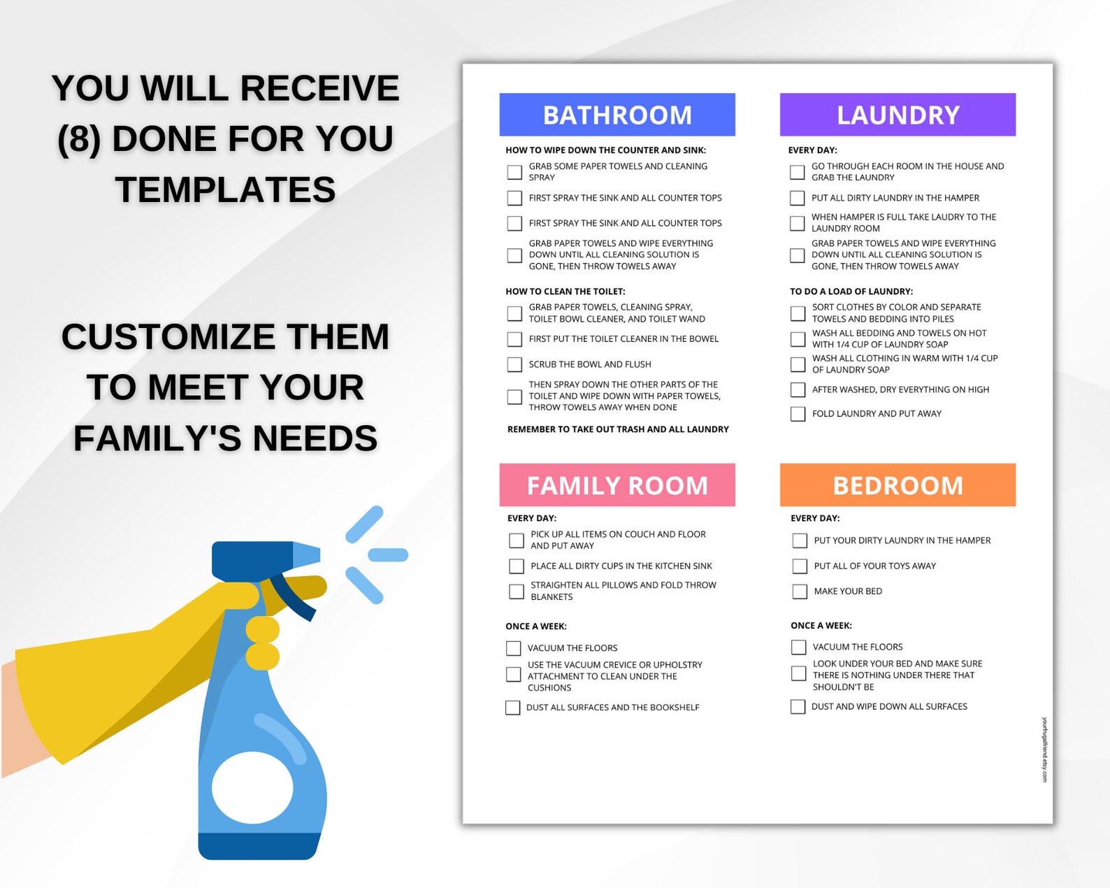 Family Cleaning Checklist Family Cleaning Cards Digital - Etsy