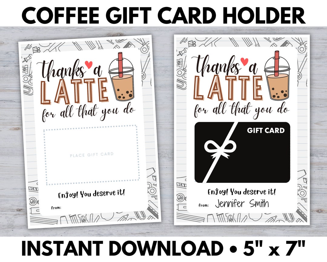 Thank You Gift Card Holder Download, Coffee Gift Card Holder, Gift ...