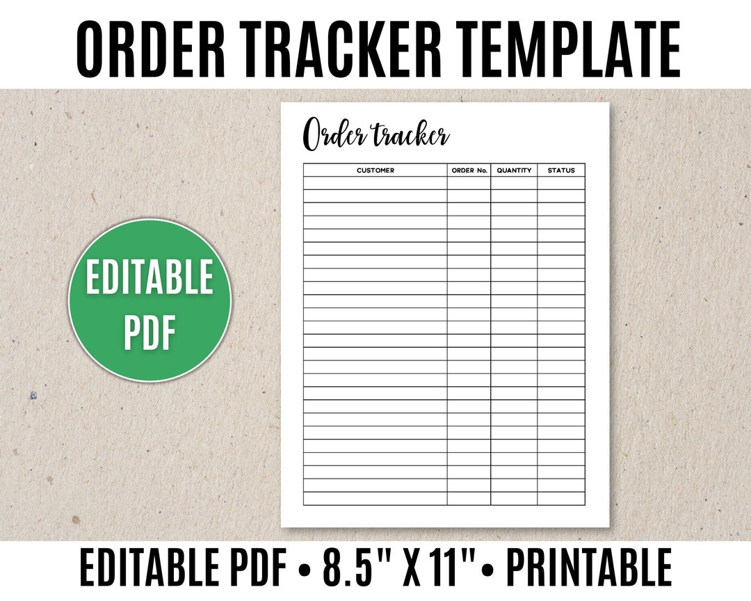 Order Form Tracker Editable, Order Status, Order Tracker Printable ...