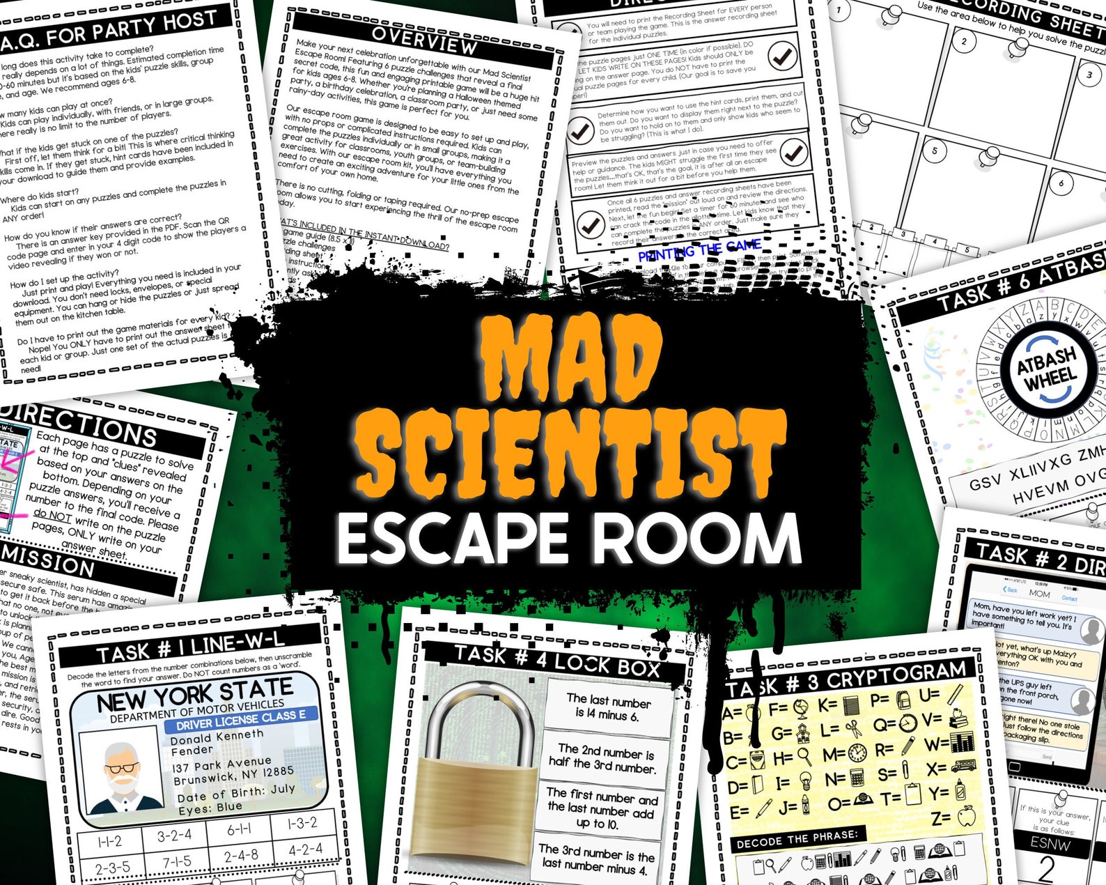 Mad Scientist Escape Room Game, Halloween Escape Room Game, Escape Room ...