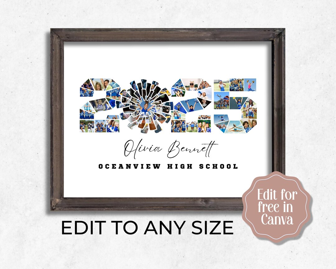 Editable Cheerleader Photo Collage, Customizable Senior Night Gift ...
