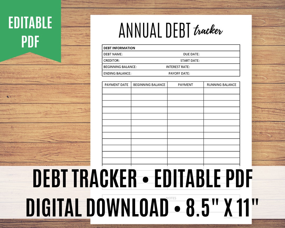 Debt Tracker Printable, Debt Payoff, Debt Free Chart, Debt Planner ...