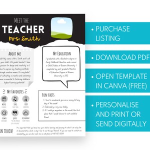 Editable Meet the Teacher Template, Canva Template, All About Me ...