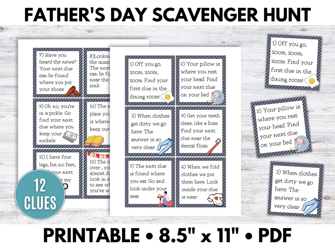 Father's Day Scavenger Hunt, Father's Day Gift, Scavenger Hunt Cards ...