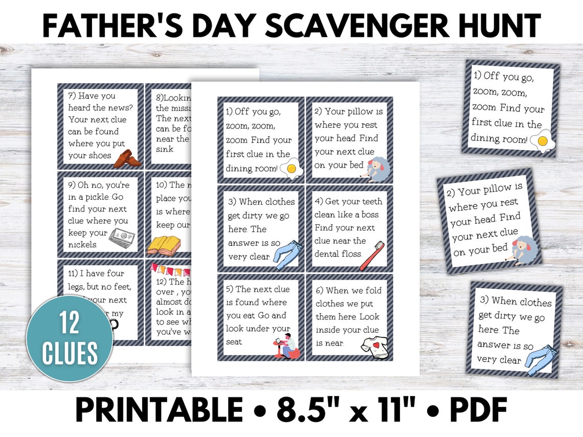Father's Day Scavenger Hunt, Father's Day Gift, Scavenger Hunt Cards ...