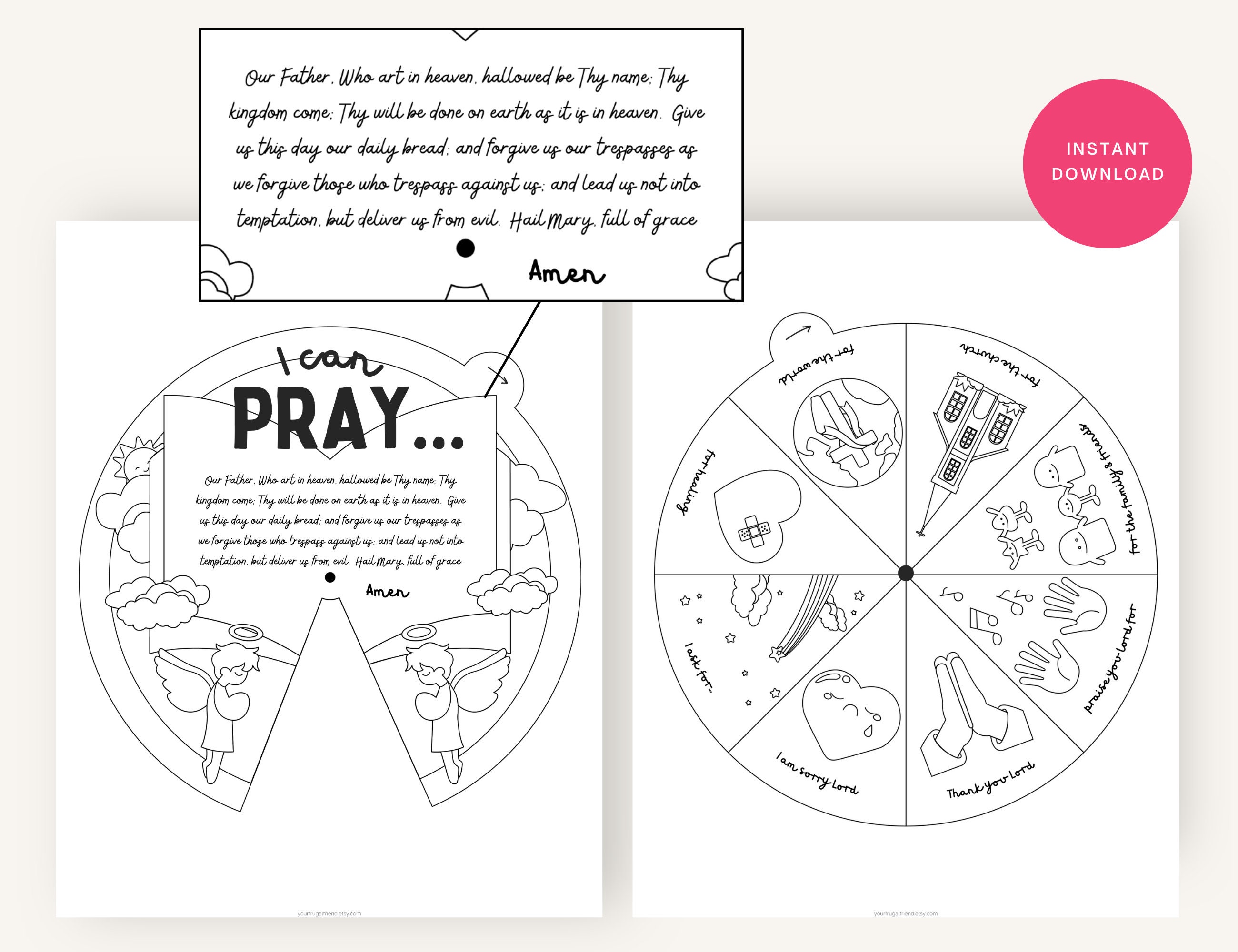 Prayer Coloring Wheel Sunday School Activity Digital - Etsy