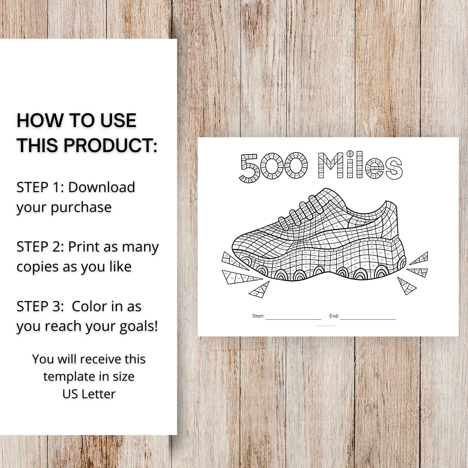 500 Miles Walking/running Challenge Tracker, Printable, Workout Tracker ...
