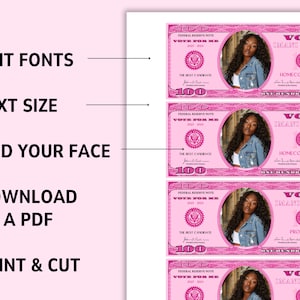 Editable Homecoming Campaign Money, Prom Queen, Money Template for ...