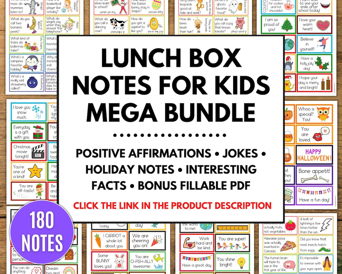Joke Lunch Box Notes for Kids Lunchbox Notes Lunchbox Note - Etsy