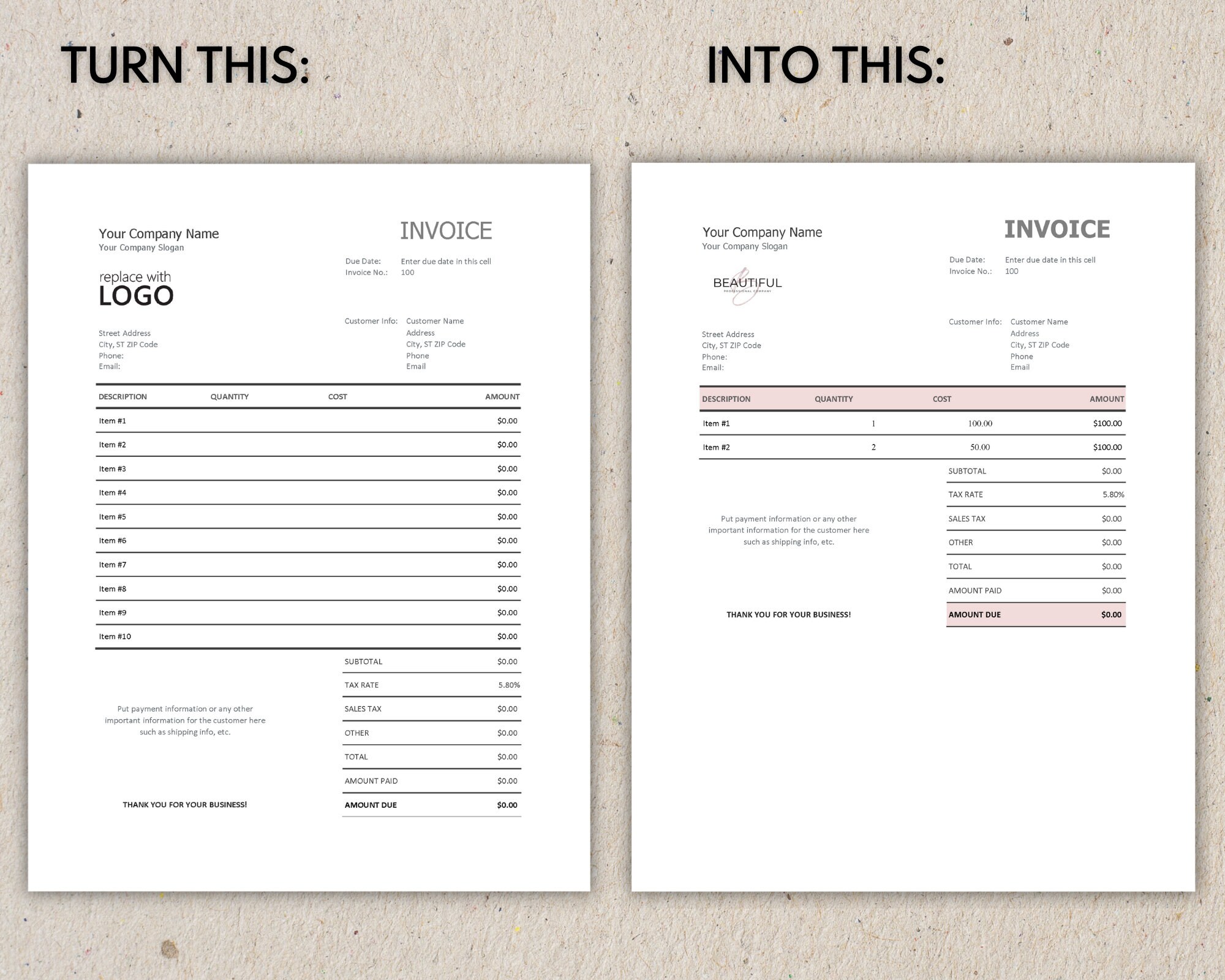 Modèle de facture, Facture avec logo, Modèle de facture Word, Facture ...