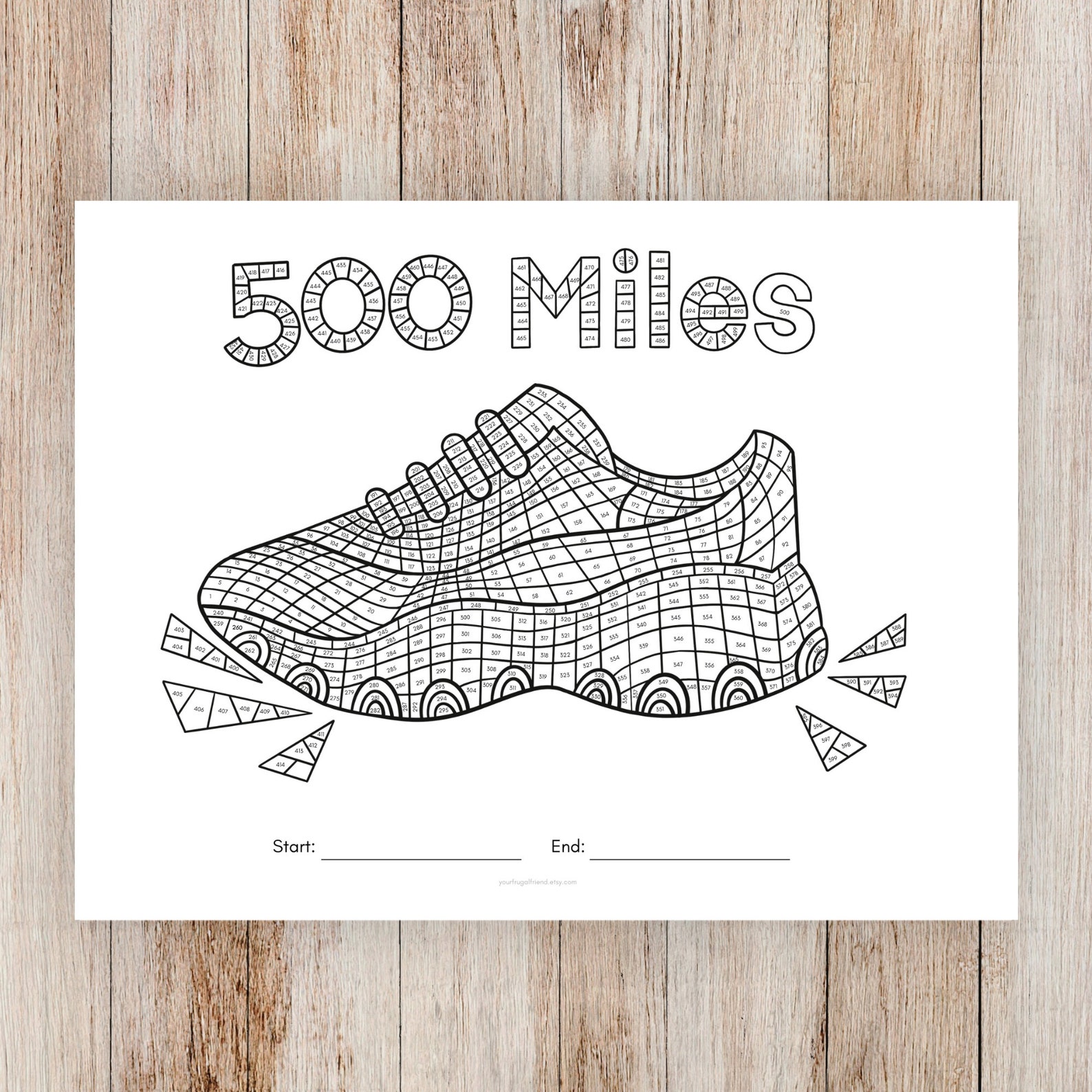 500 Miles Walking/running Challenge Tracker, Printable, Workout Tracker ...