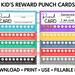 Reward Card, Punch Card Reward System, Kid's Reward Coupons, Reward ...