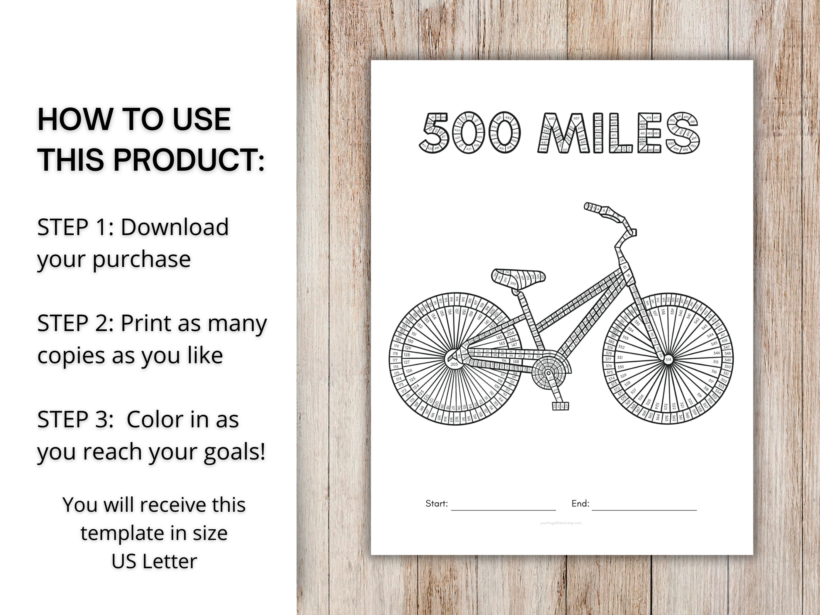 50/100/500 Mile Cycling Tracker, Exercise Tracker, Bicycling Tracker ...