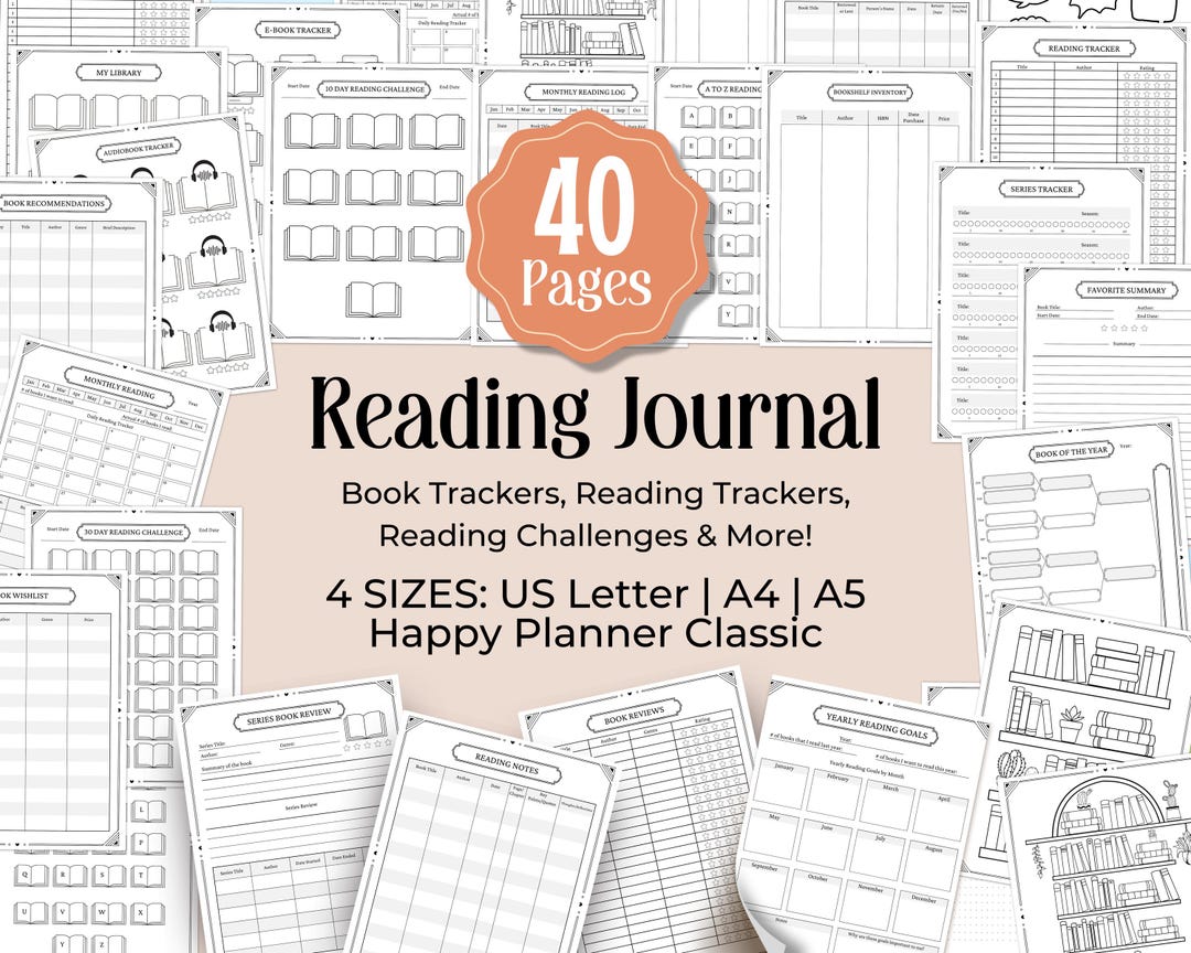 Book Reading Journal, Reading Planner Bundle, Book Tracker, Reading ...