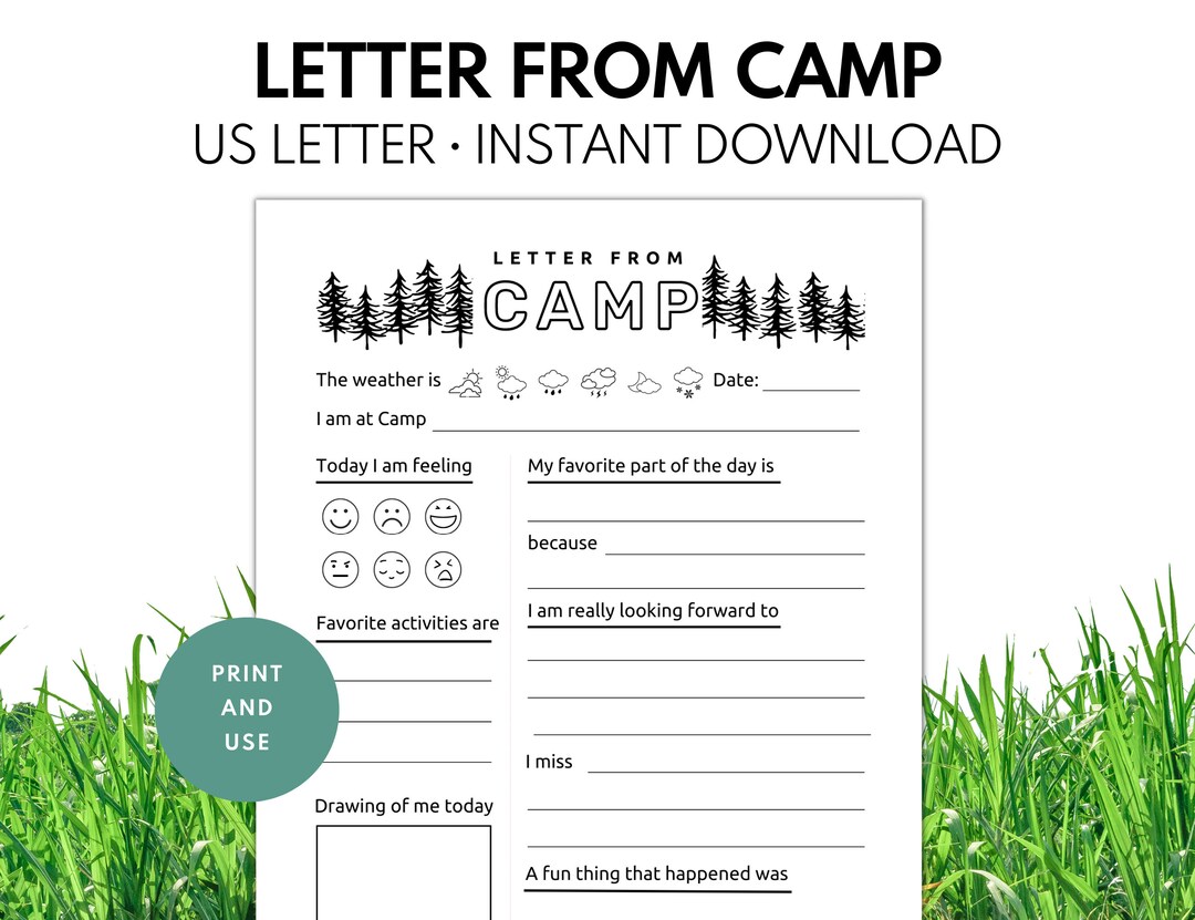 Letter From Camp, Summer Camp Activity, Pen Pal Letter, Snail Mail for ...