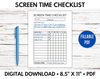 Summer Screen Time Checklist - Etsy