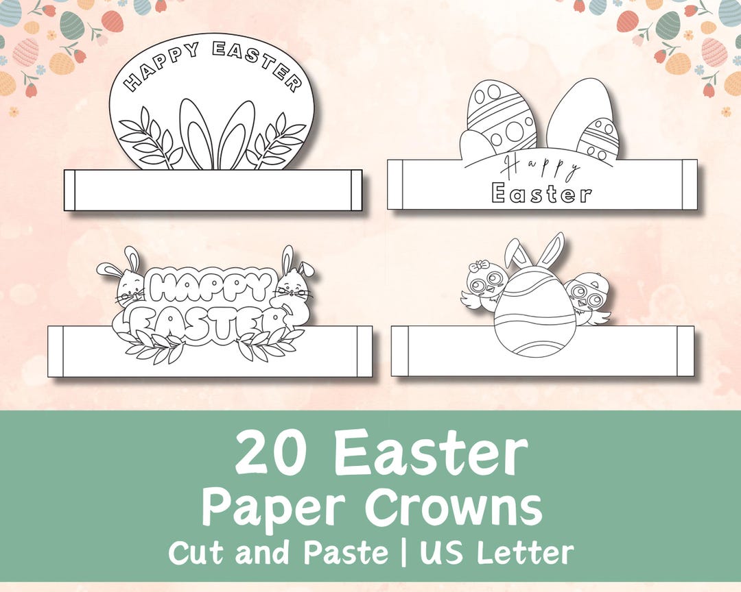 Easter Printable Paper Crown Hat Template, DIY Kids Craft Project for ...