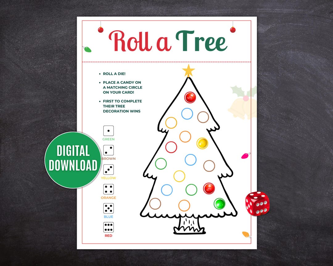 Roll a Christmas Tree Dice Game, Candy Dice Game - Printable PDF - Etsy