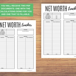 Net Worth Tracker Template, Net Worth Annual Worksheet, Net Worth Track ...