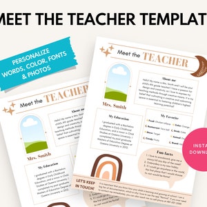 Editable Meet the Teacher Template, Boho Classroom, Canva Template, All ...