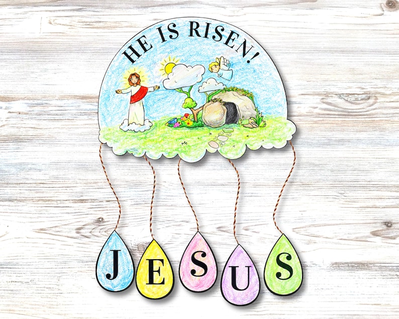 He is Risen Coloring Craft for Kids, Sunday School Craft, Bible Story ...