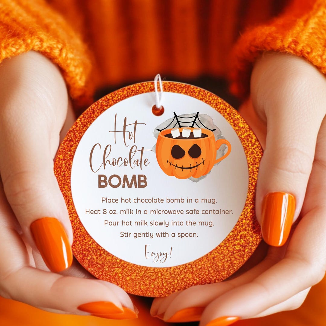 Halloween Hot Cocoa Gift Tag, Hot Chocolate Bomb Tags, Chocolate Bomb ...