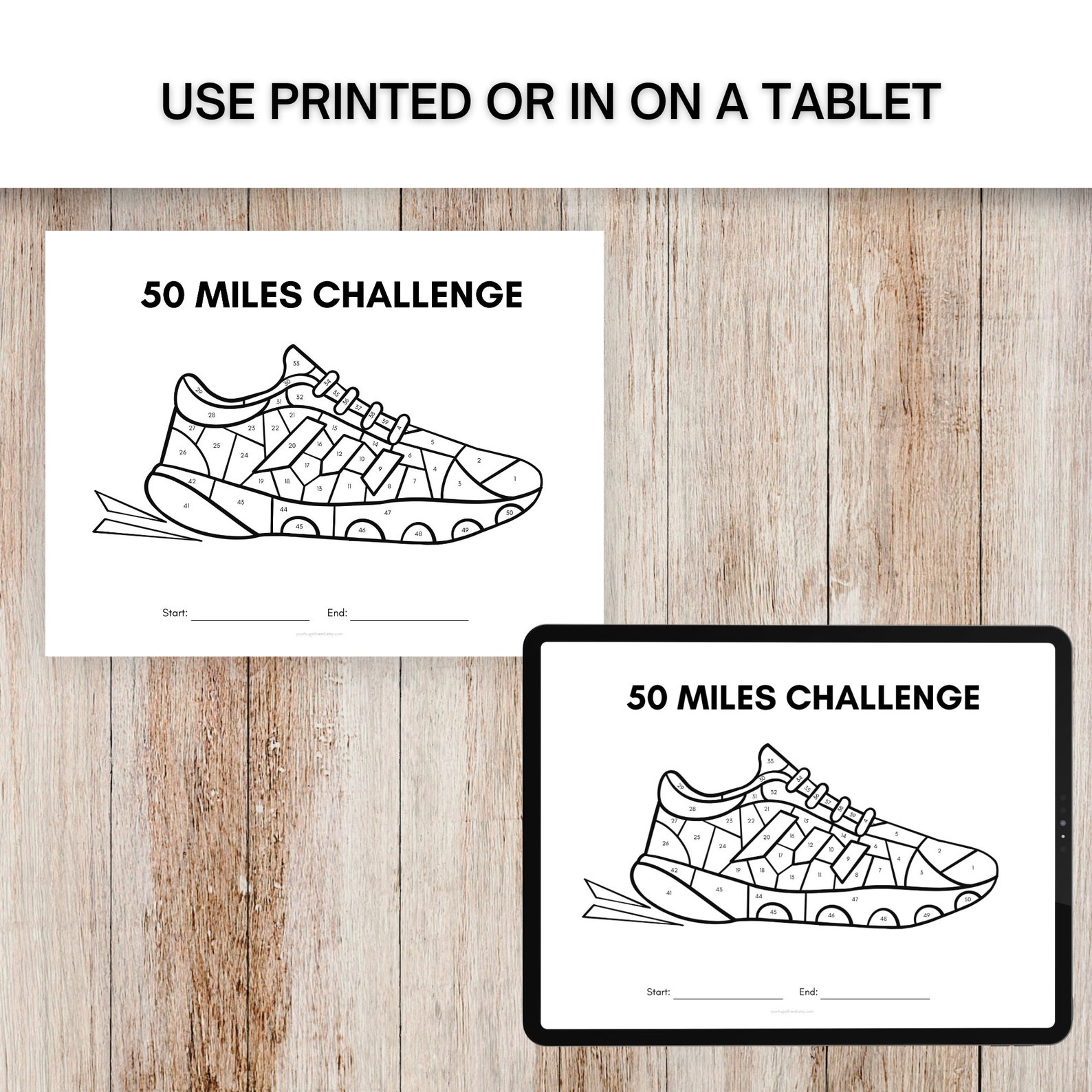 50 Miles Walking/running Challenge Tracker, Printable, Workout Tracker ...