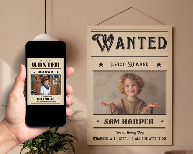 Editable Wanted Poster Template, 5 Canva Templates, Wild West Cowboy ...