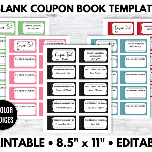 Editable Coupon Book Template Customizable Coupon Book Blank - Etsy