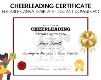 Customizable Cheerleader Award Certificate Cheer Squad Award - Etsy
