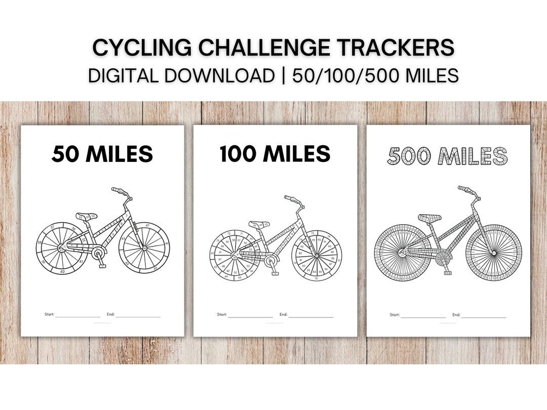 50/100/500 Mile Cycling Tracker, Exercise Tracker, Bicycling Tracker ...