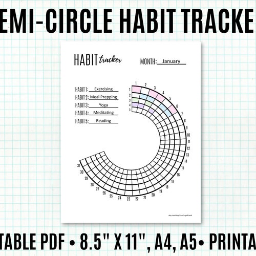 Semi Circle Habit Tracker Printable Circular Habits Tracker | Etsy