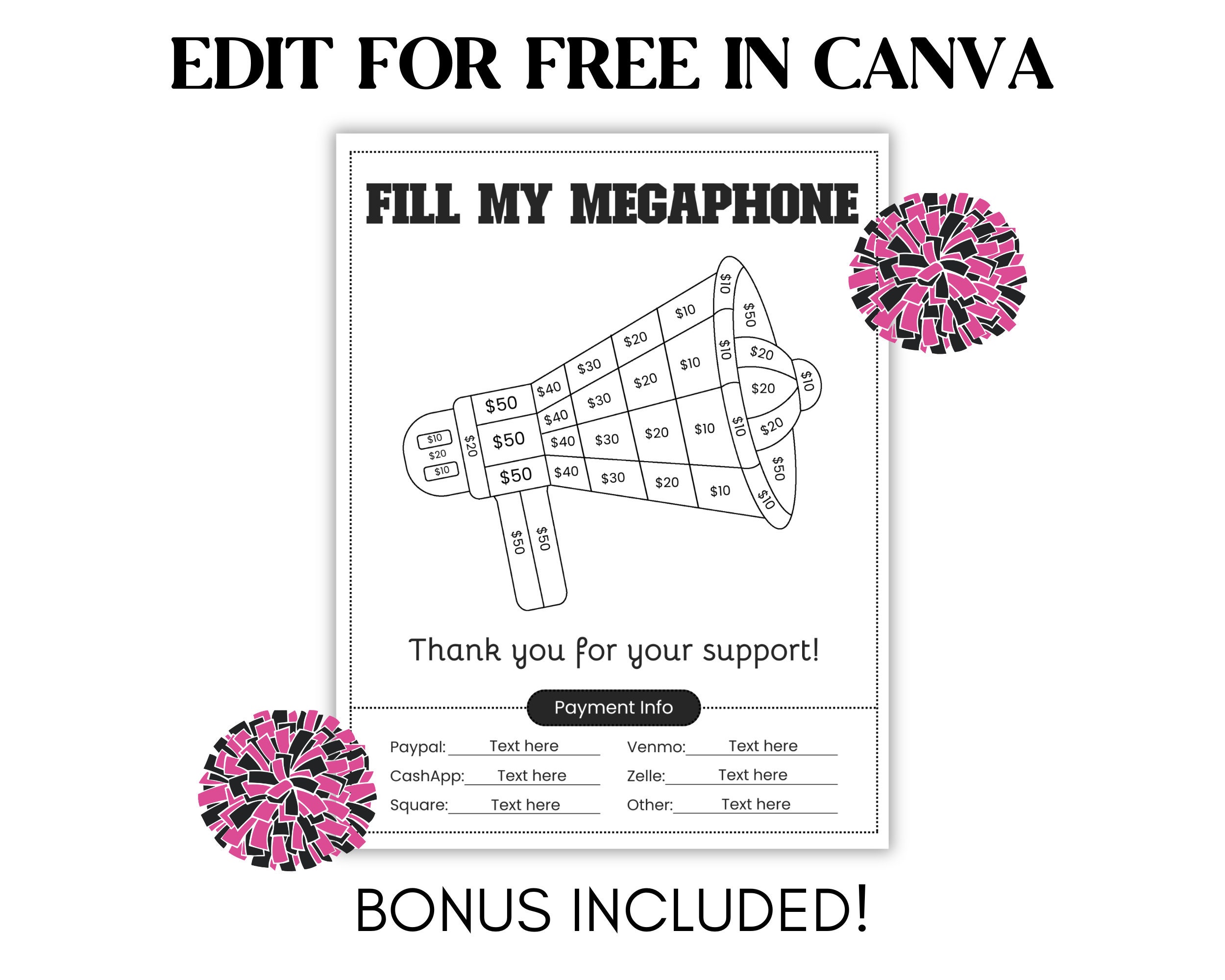 Fill My Megaphone, Cheerleading Fundraiser, Fundraiser Form, Cheer Team ...